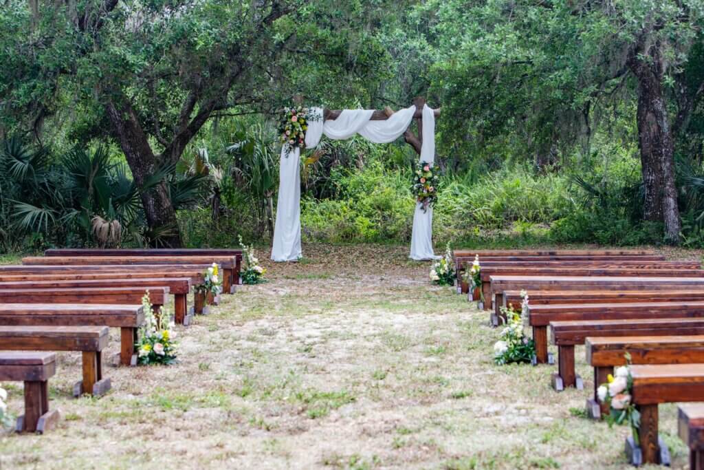 Party Rental Mahogany Bench - SW Florida - Exclusive Affair